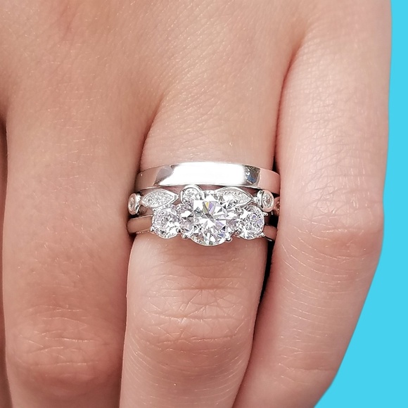 Sakony Jewelry | Jewelry | 3 Pc Engagement Wedding Anniversary Band ...